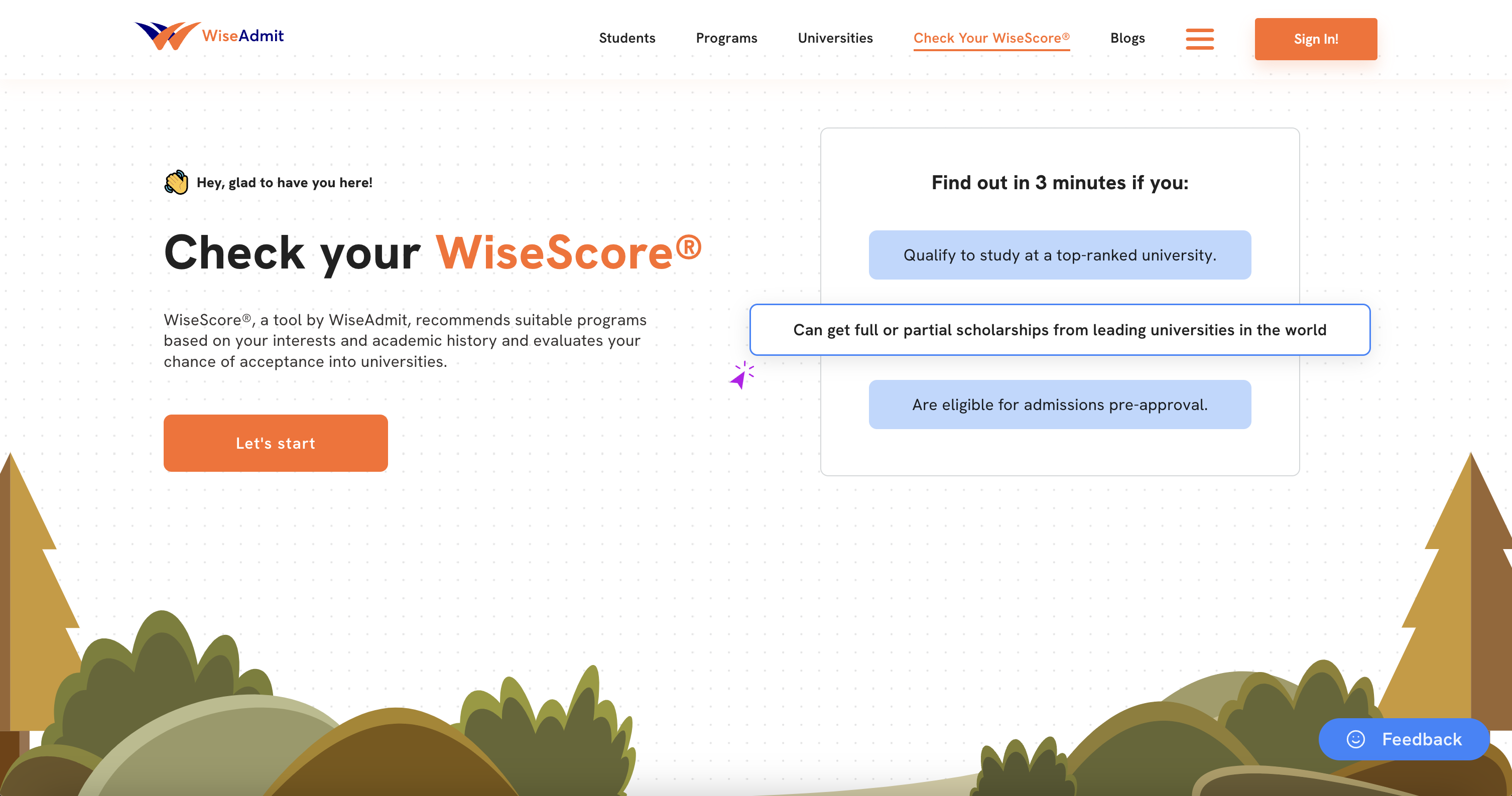 Check Your WiseScore® | WiseAdmit